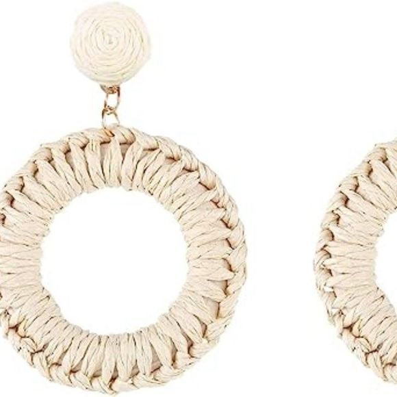 CLOERO | Jewelry | Rattan Hoop Earrings Forwomen Bohemian Raffia Handmade Wicker Straw Earrings ...